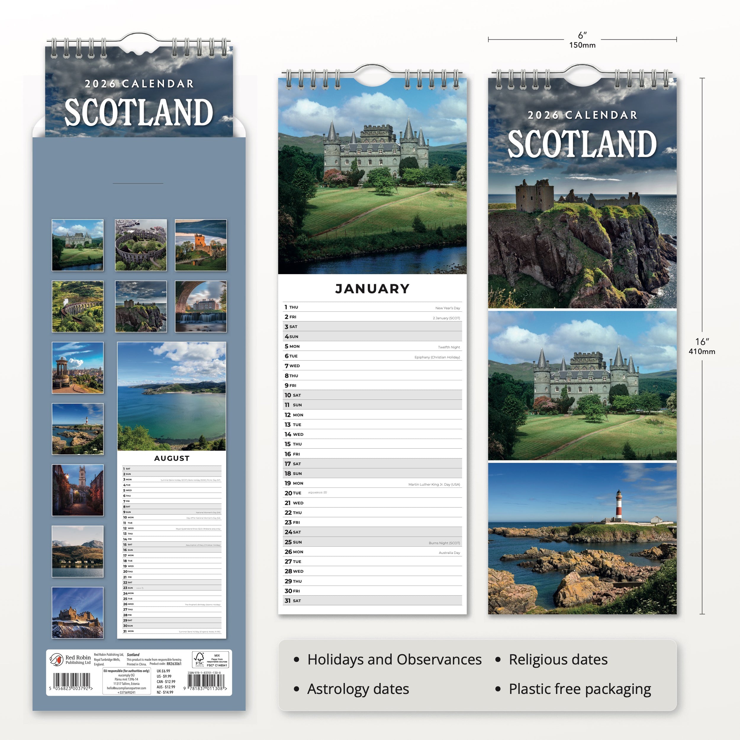 2026 Scotland - Slim Wall Calendar