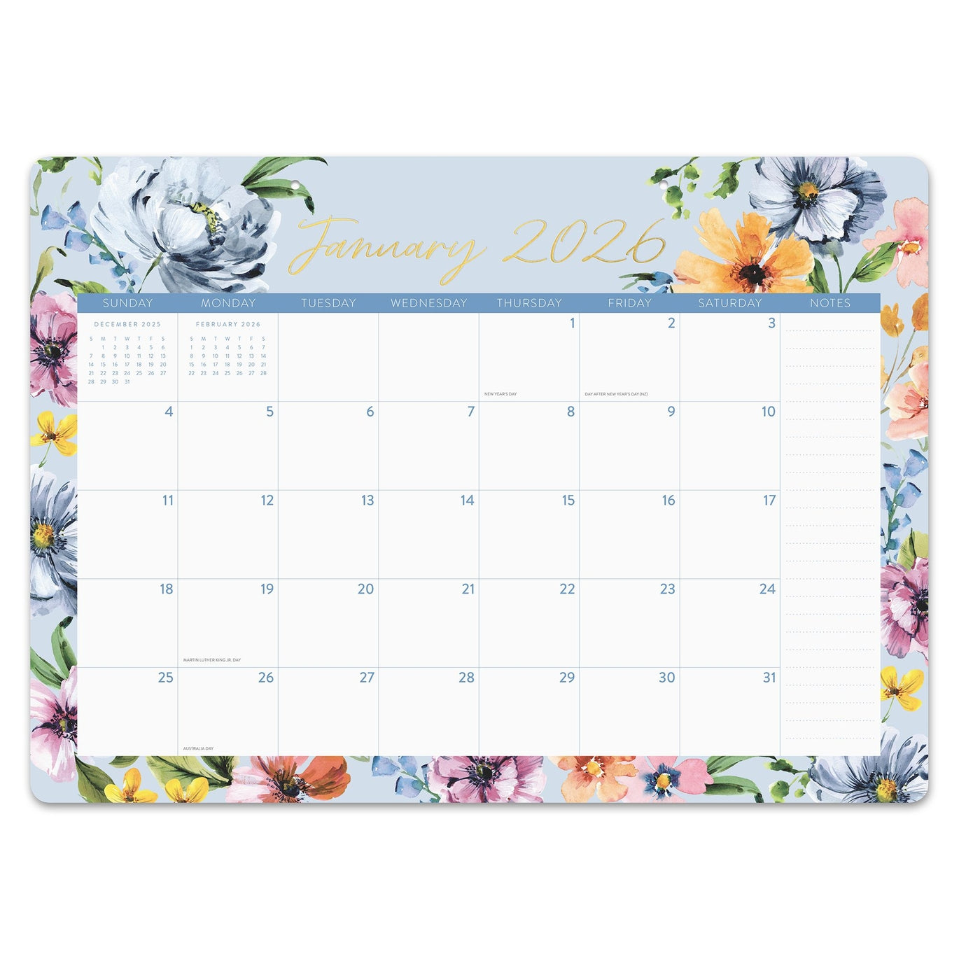2026 Bella Flora - 17-Month Desk Blotter Calendar